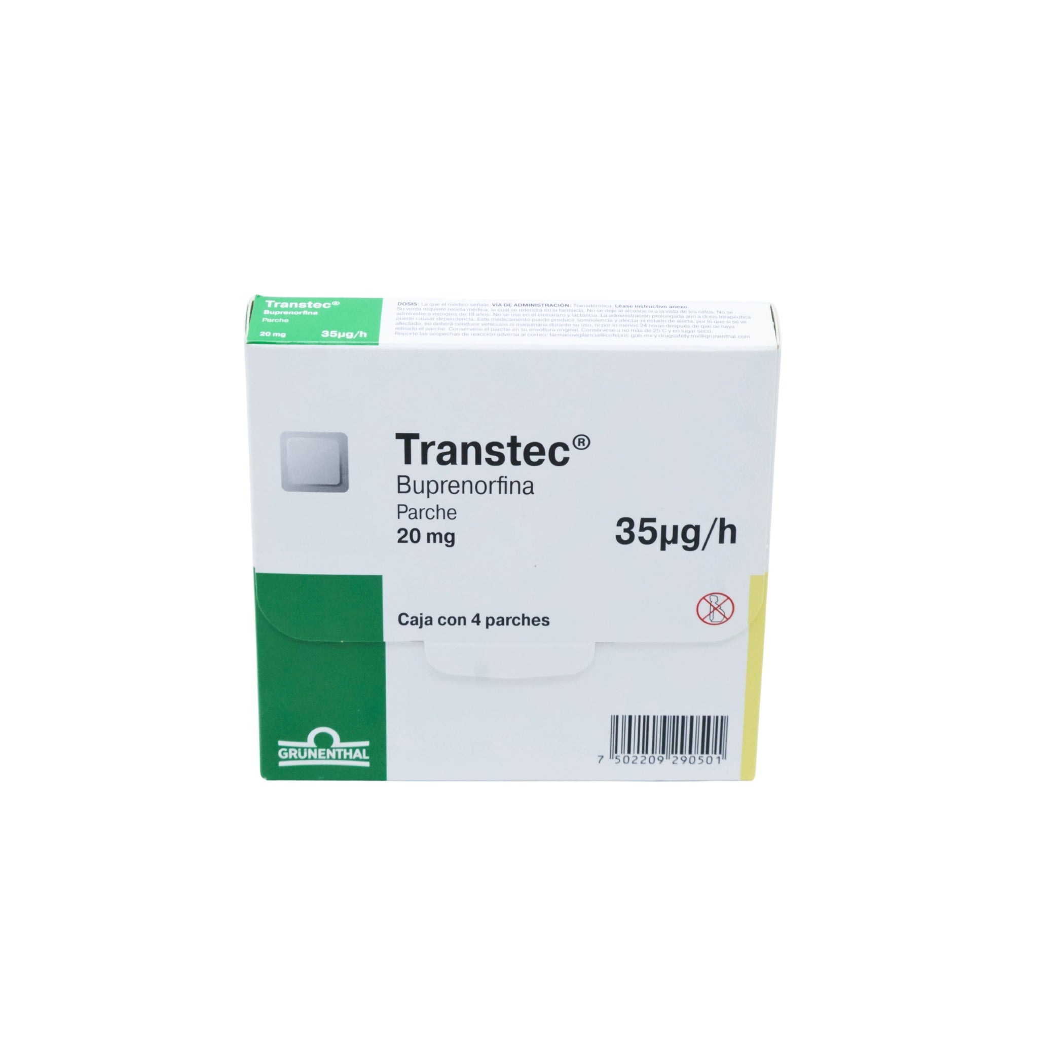 Transtec 20 mg | Farmacia en Línea Zuca MedLine